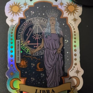 Libra Zodiac Holographic Sticker, Libra Zodiac Sticker, Waterproof ...