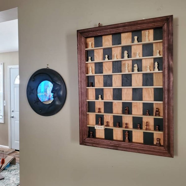 Vertical Chess Set- Large Wall Mounted Wooden Game Board - Conversation ...