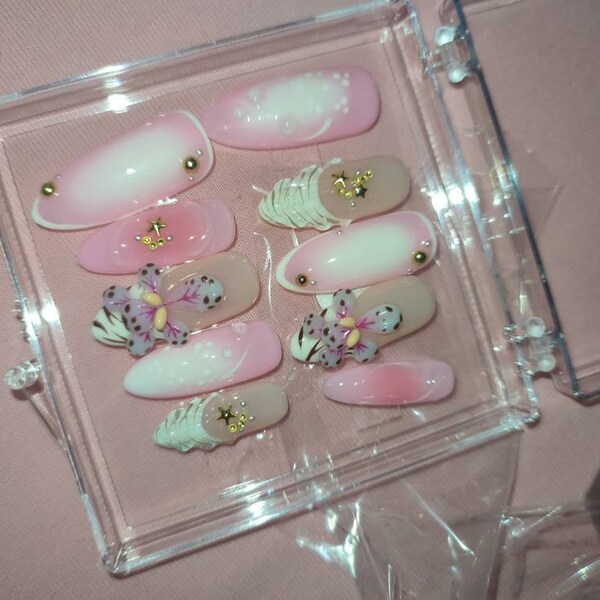 Handmade Rabbit Nails/custom Press on Nails/party Press on Nails/flakes ...