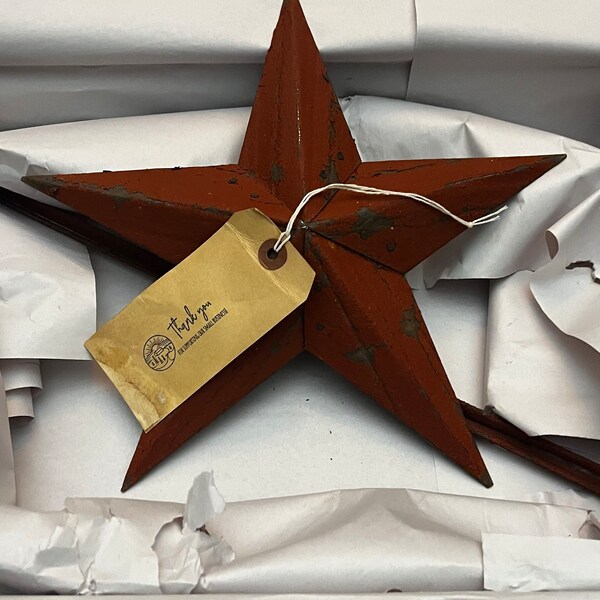 Red Star Christmas Tree Topper Decoration Red Metal Star 12” Reclaimed ...