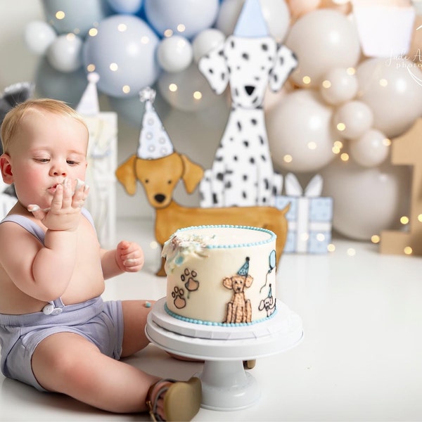 Watercolor Baby Blue Party Dogs Digital Clip Art Set- Instant Download ...