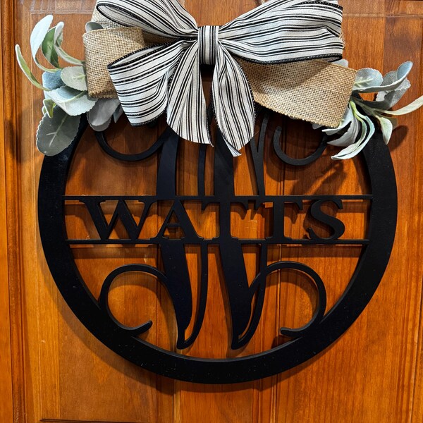 Last Name Door Sign Initial Door Wreath Personalized Front Door Family ...