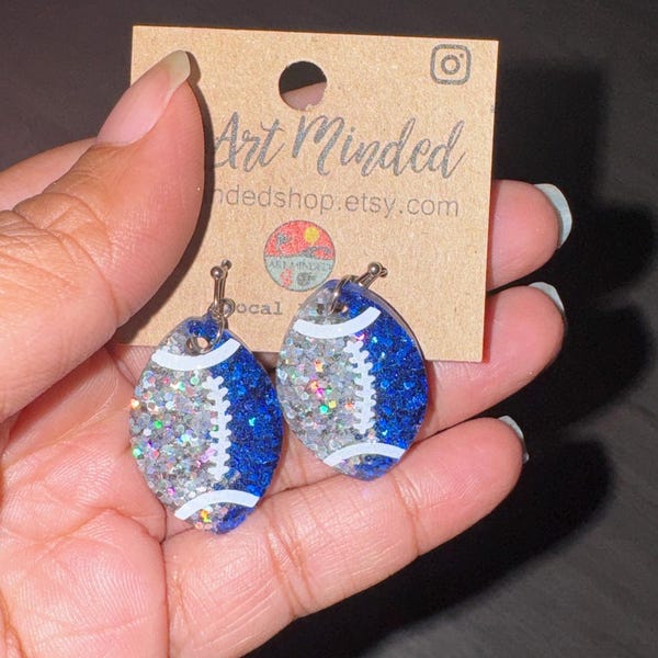 Sparkly Football Earrings, Personalized Custom Game Day Earrings ...