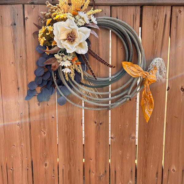 Western Cowboy Rope Wreath / Rustic Lariat Wreath / Farmhouse Wreath ...