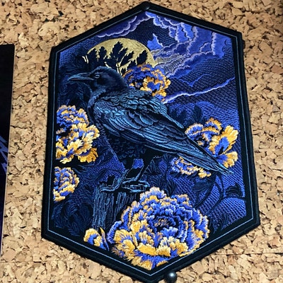 Raven Patch, Crow Patch, Creepy Goth Nature, Occult Patch, Iron on Patches, Battle Jacket Patch ...