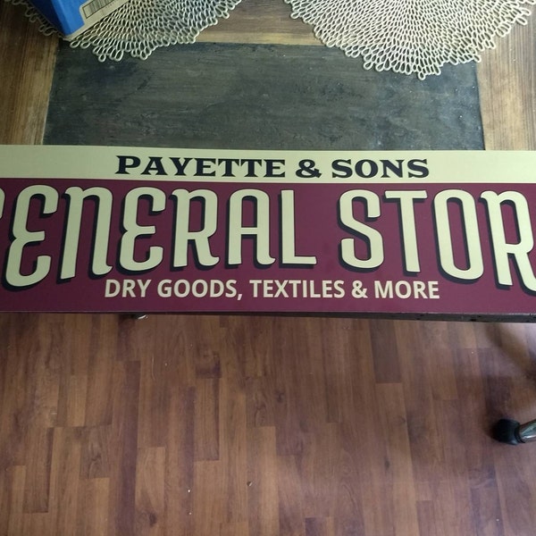 General Store Dry Goods Textiles & More Sign, Personalized Mercantile ...