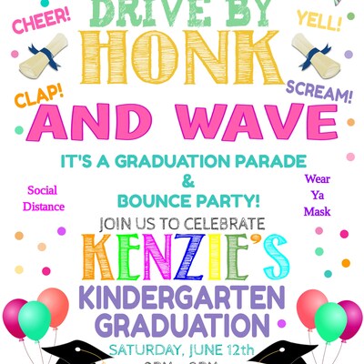 Drive by Graduation Parade Party Invitation Virtual Online - Etsy