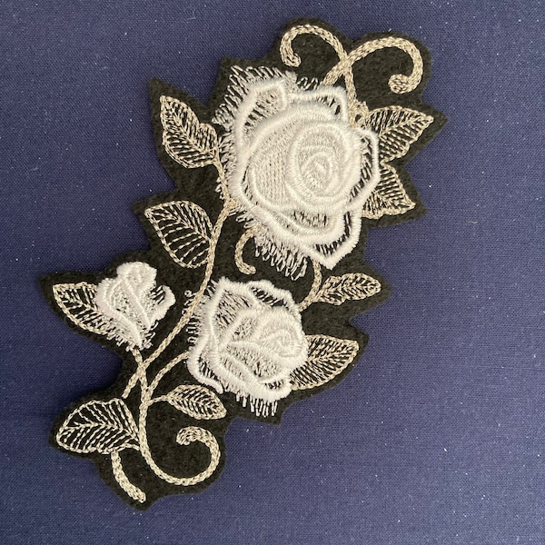 White Rose Patch Iron on Patch - Etsy