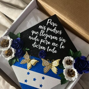 Custom Mexico Graduation Cap Topper Lo Logre Flag Floral Bling | Etsy