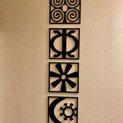Adinkra Symbols Wood Wall Decor African Wall Art Ghanaian Sign Africa ...