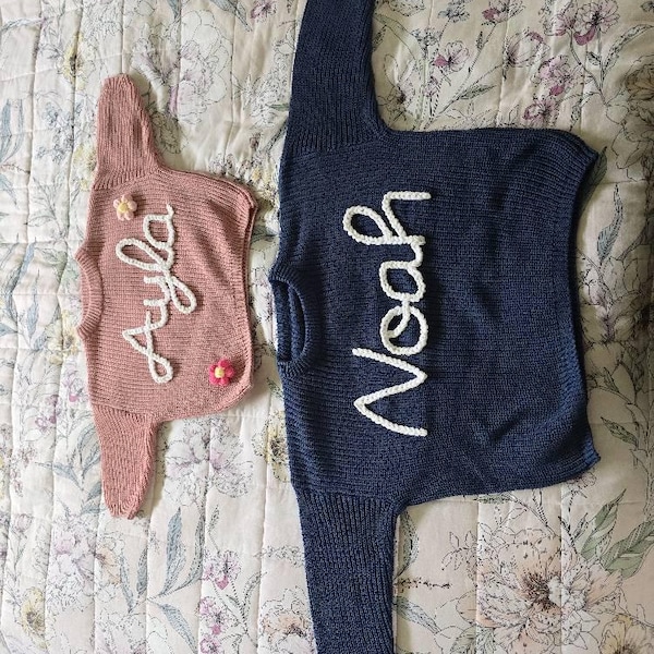 Cute Customized Name Baby Sweaters, Adorable Personalized Hand ...