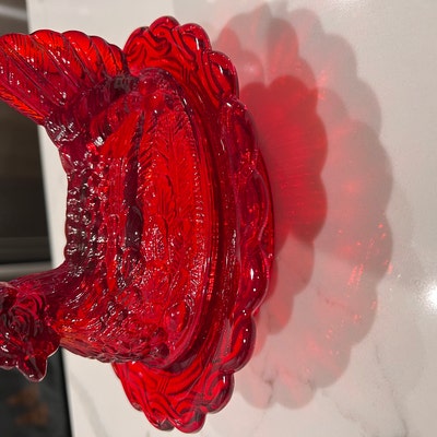 Mosser Glass Ruby Red Hen on Nest - Etsy