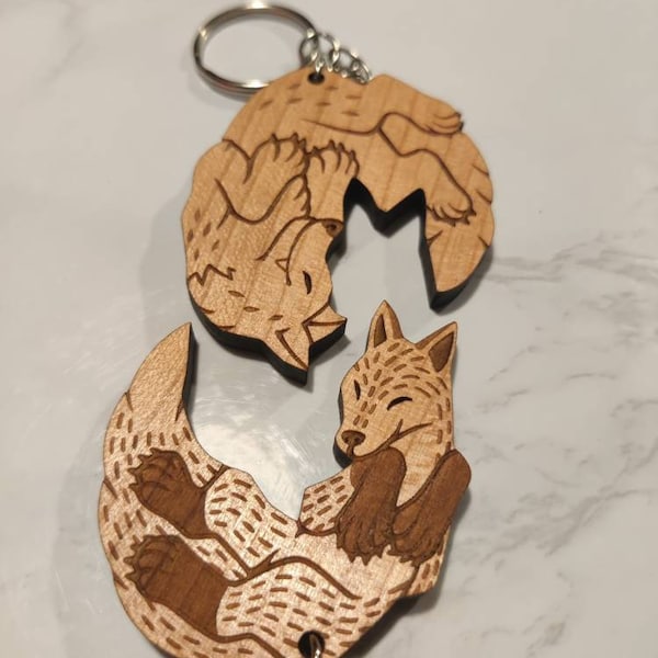 Interlocking Fox and Wolf Couple Keychains - Friendship or Relationship ...