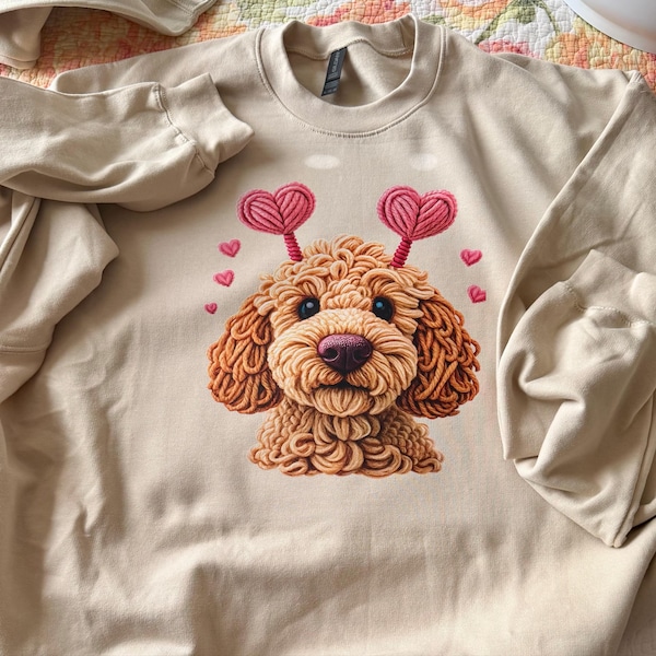 Dog Valentines Day Goldendoodle Ready to Press: Dog Heart Faux Yarn ...