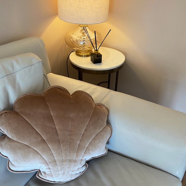 Velvet Shell Pillow “beige Pearl”, Decorative Shell Pillow, Velvet ...