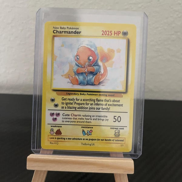 Pokemon Pregnancy Card - Pikachu and Charmander Design - Custom Pokemon ...
