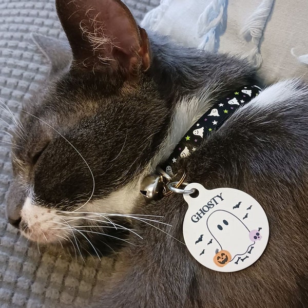 Cat Collar Skulls and Crossbones Cat Collar on Red Breakaway Cat Collar ...