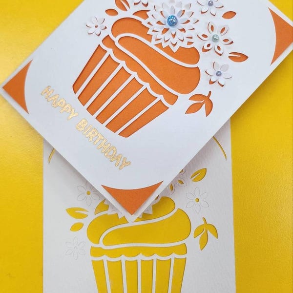 Cake Card Template SVG Cdr DXF Eps PDF, Popup Card Cupcake 5x7, Diy ...