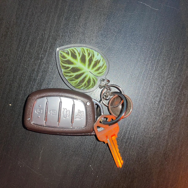 Tropical Plant Keychain: Double Sided Acrylic Leaf Bag Charm - Etsy