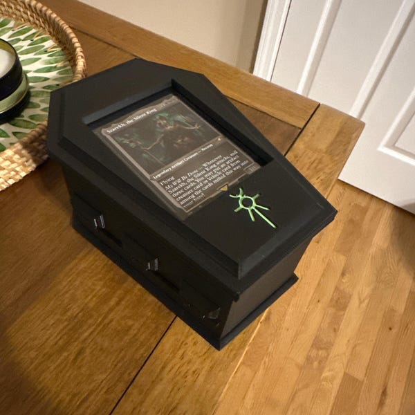 Personalized Gothic Coffin Commander Deck Box - Fits 100+ Double ...