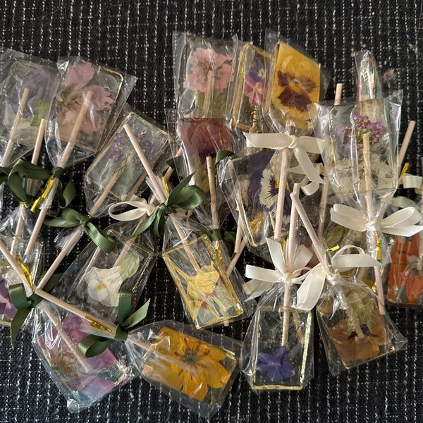 10 Wildflower Rectangle Lollipops - Etsy
