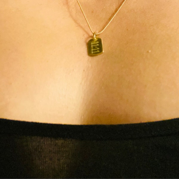 11:11 Charm Necklace, Gold Tag Necklace, Number Jewelry, Charm Necklace ...
