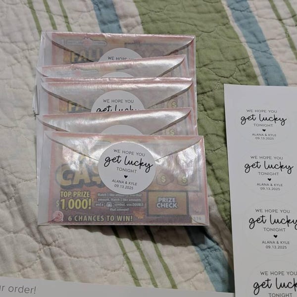 Lucky in Love Lotto Favor Stickers, Wedding Lotto Ticket Favor Stickers ...