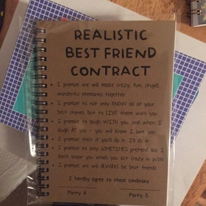 Realistic Best Friend Contract 5 X 7 Journal - Etsy