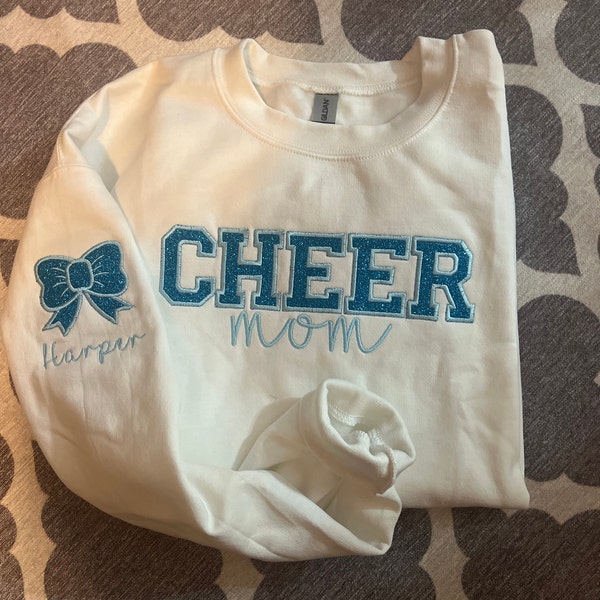 Personalized Embroidered Cheer Mom Sweatshirt | Custom Team Crewneck ...