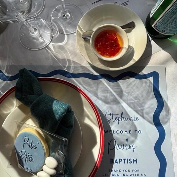 Late Night Diapers Note Sign, Boho Blue Beige Wavy Hand Drawn Retro ...