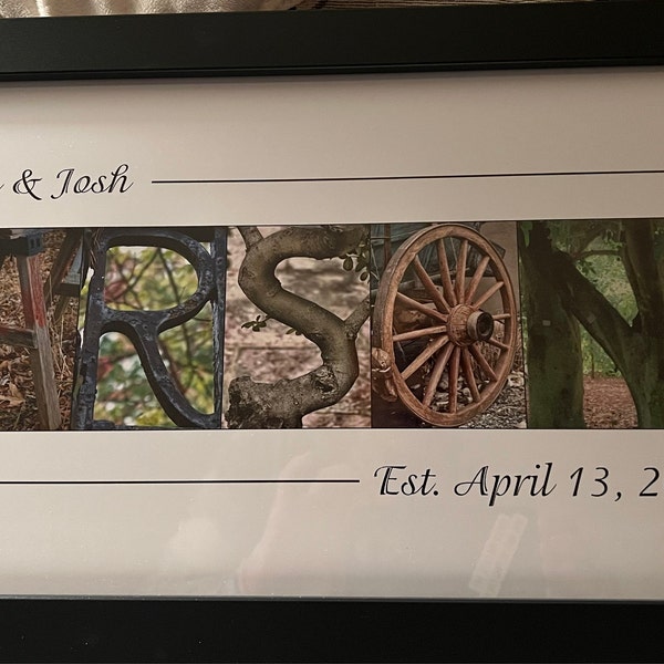 UNIQUE WEDDING GIFT Idea, Framed Last Name Gift, Alphabet Photography ...