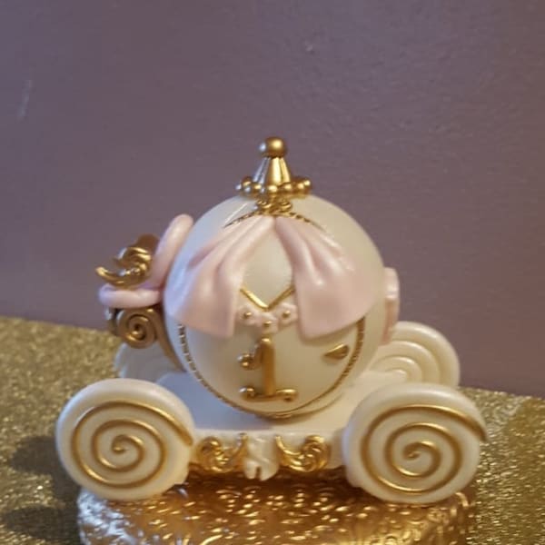 Cinderella Carriage Fondant Cake Topper. Pink and Gold Cinderella ...