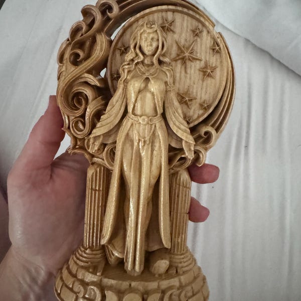 Selene Moon Goddess Wood Statue - Luna Altar - Etsy