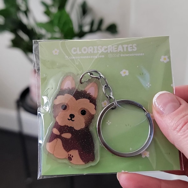 Black & Tan Yorkie Yorkshire Terrier Dog Breed Acrylic Keychain ...