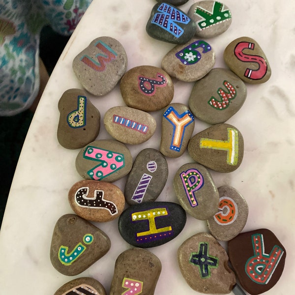 Hand-painted Alphabet Rocks – Unique Educational Set - Etsy