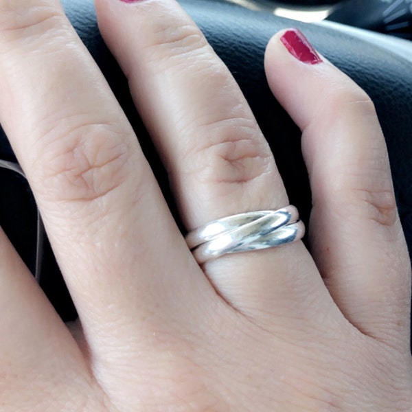 Silver Triple Interlocked Ring, Multi Band Rings, Intertwining Rings ...