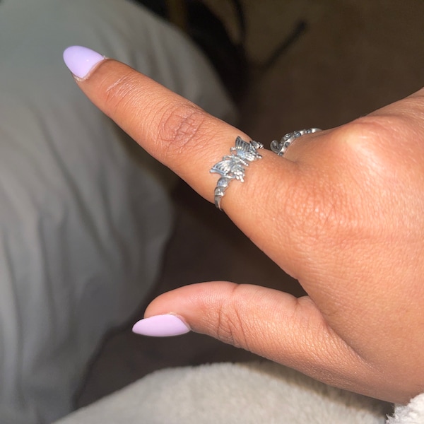 Butterfly Band Ring Solid 925 Sterling Silver Butterfly Ring Statement ...