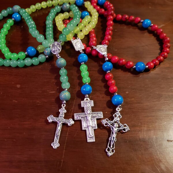 SMALL Silver ITALY 6 Rosary Crucifix & 6 Rosary Centerpiece / 12 Piece ...