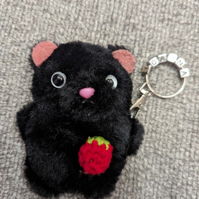 BLACK CAT Keychain Plush Keychain Handmade Keychain Gift for Her Kitten ...