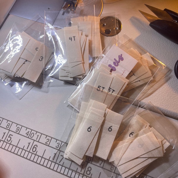 Custom Clothing Size Tags, Organic Cotton Sew in Size Labels, Pack of ...