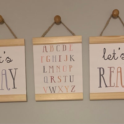 Black and White Alphabet Poster Numbers and Shapes, Canvas Wall Hanging ...