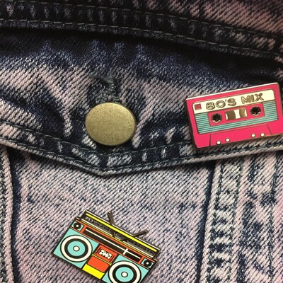 Enamel Pin Boombox Boom Box Lapel Pin Retro Music Hat Pin Vintage 80's ...