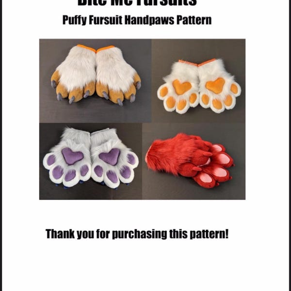 PDF Pattern Download Puffy Fursuit Handpaws, Furry Paws Tutorial, Paw ...