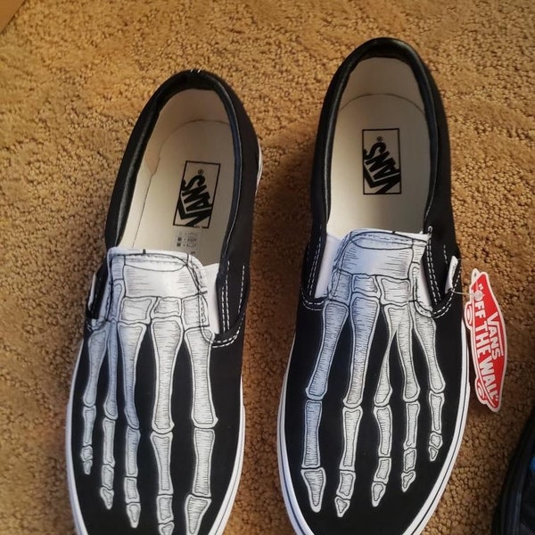 Skeleton Boney Feet Custom Vans Slip on Shoes - Etsy