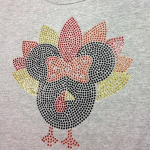 8.2 Minnie Mouse Turkey Iron on Rhinestone Transfer | Etsy