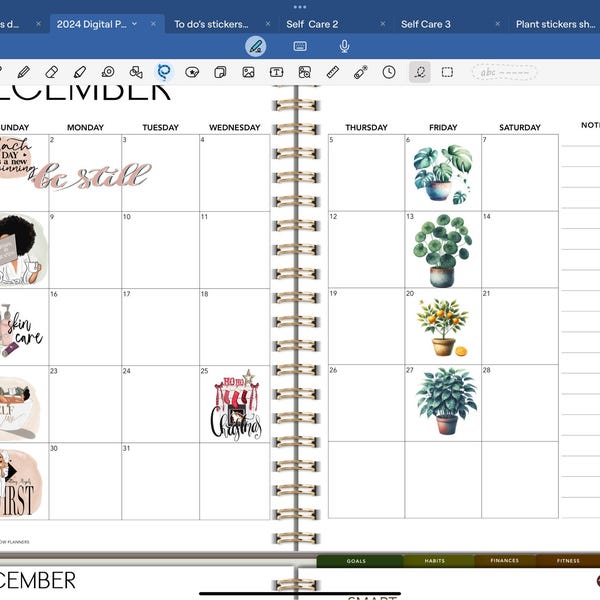 2025 Digital Planner, for Goodnotes Notability | iPad & Tablet | Black ...