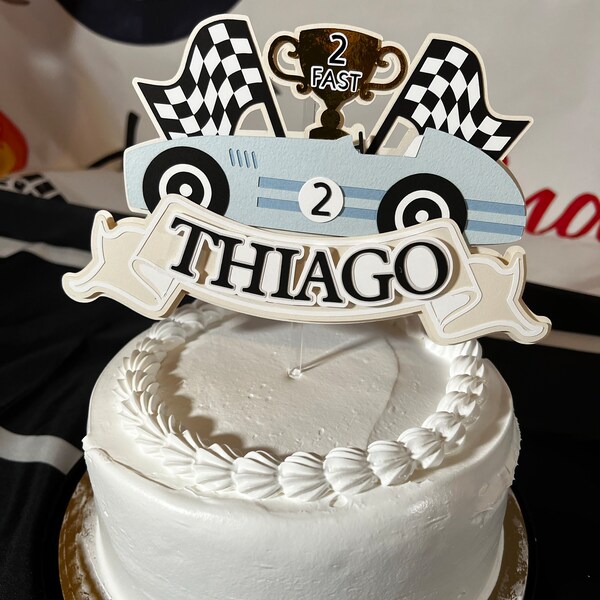 Racecar Cake Topper | Retro Race Car Cake Topper | Racecar Birthday ...