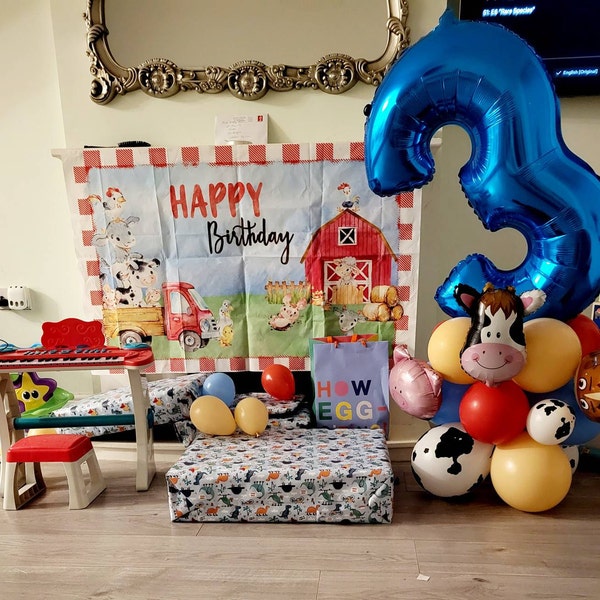 DIY Blue Farm Balloon Sculpture, 1.4m/55in, Boy's Farm Animal Balloon ...