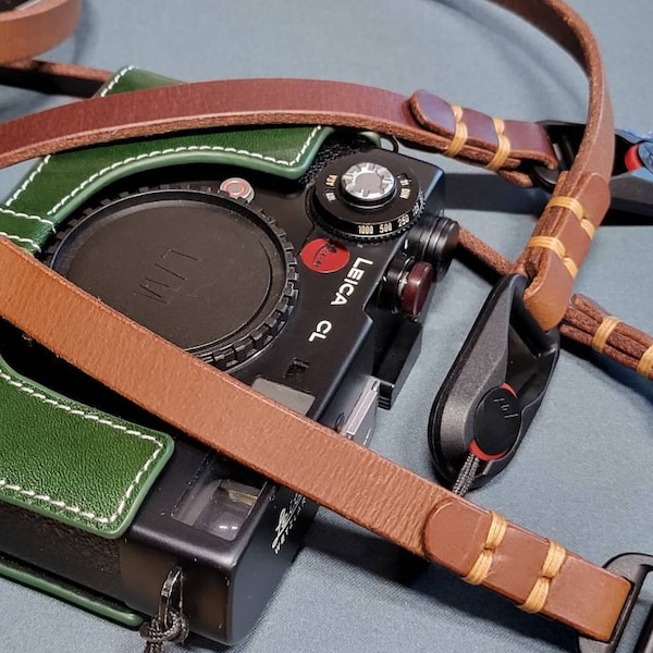 C.K Mike Handcrafted Slim Camera Strap With Bumperi Horween Chromexel ...