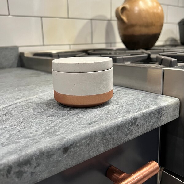 Salt Cellar With Lid / Rose Gold Tipped / Salt Container / Salt Box ...